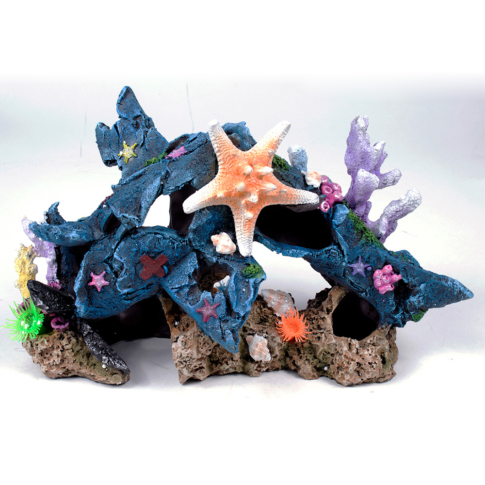 Penn-Plax eOrder | Tide & Treasure™ Plane Coral Scape - Blue - Large