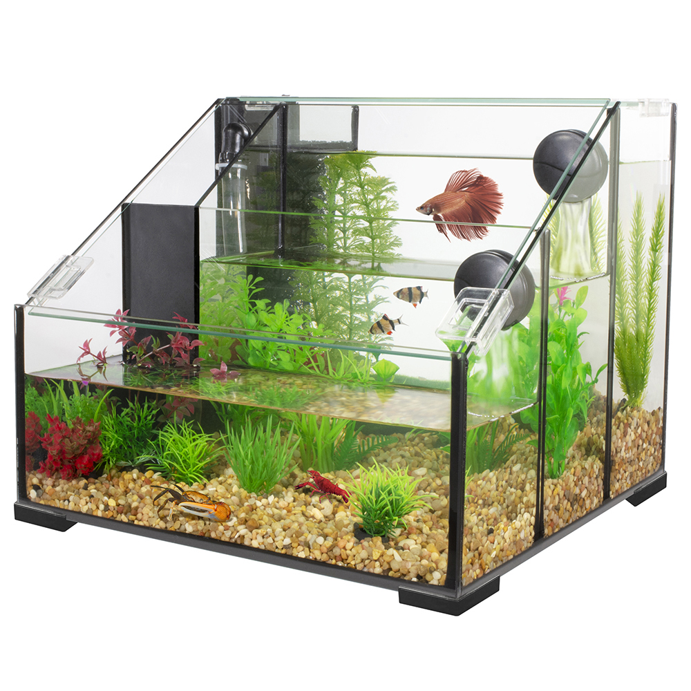 Penn-Plax eOrder | Triad Desktop Aquaterrium Three Chamber Tank