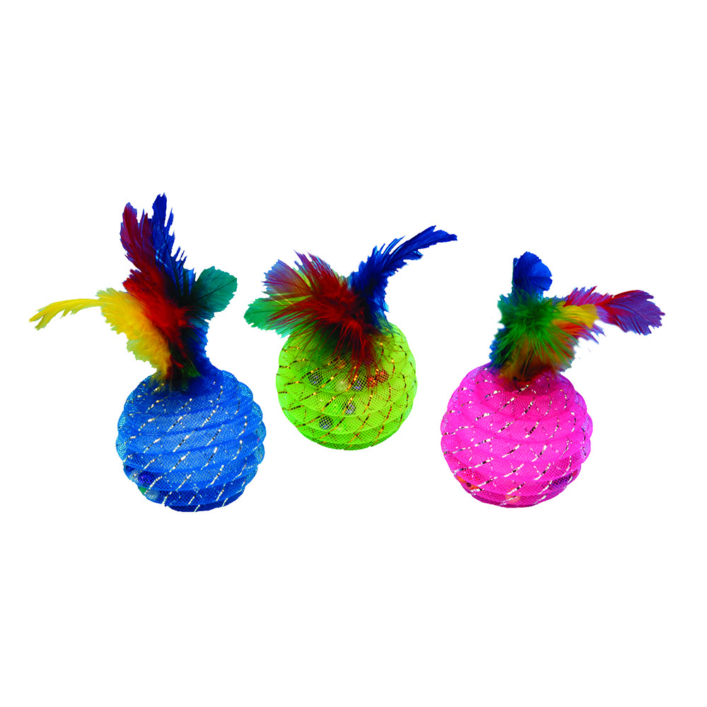 Penn-Plax eOrder | Cat Life™ Glitter Rattleballs with Feathers - 18-Pieces