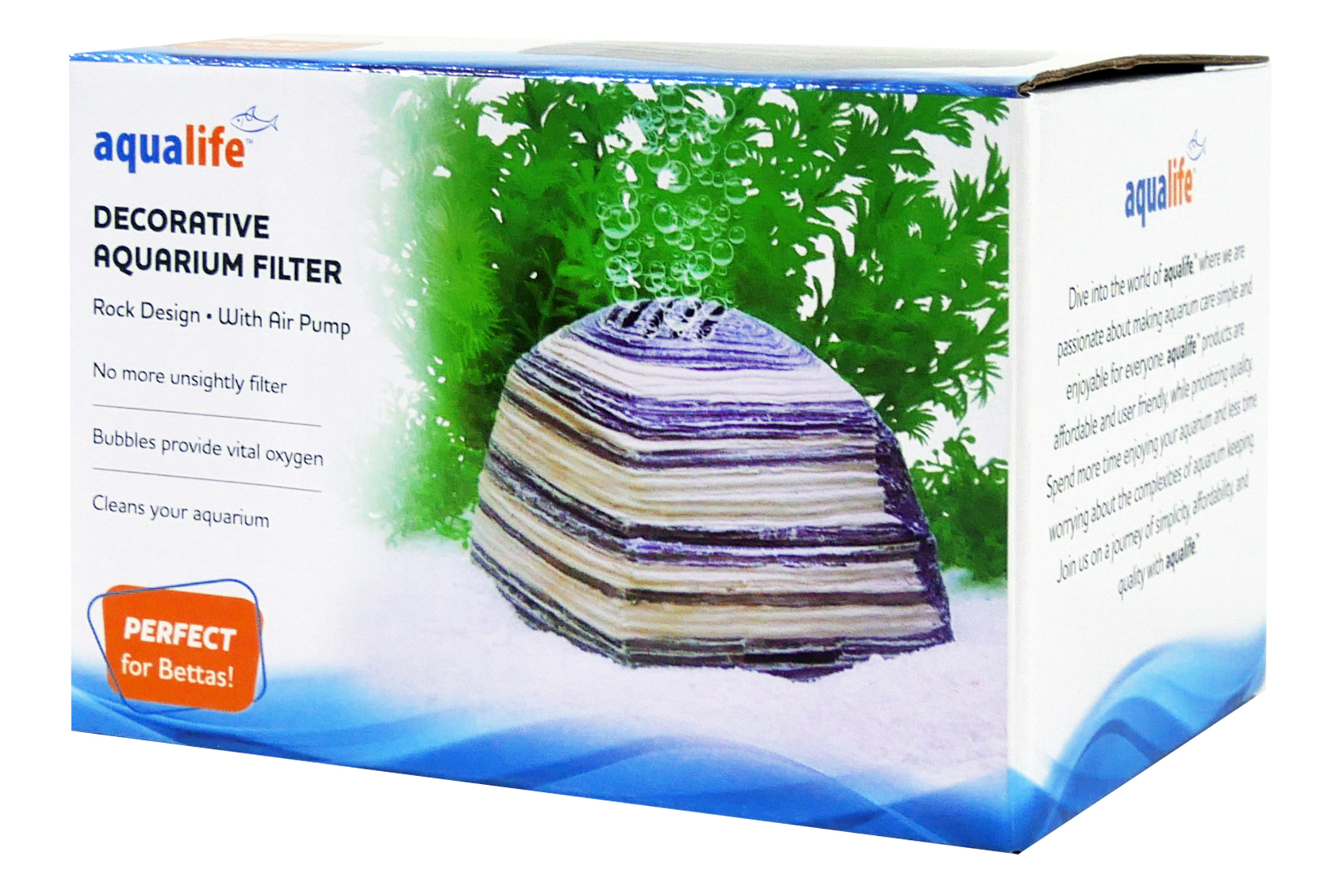 Penn-Plax eOrder | shorefins™ Decorative Aquarium Filter with Air Pump