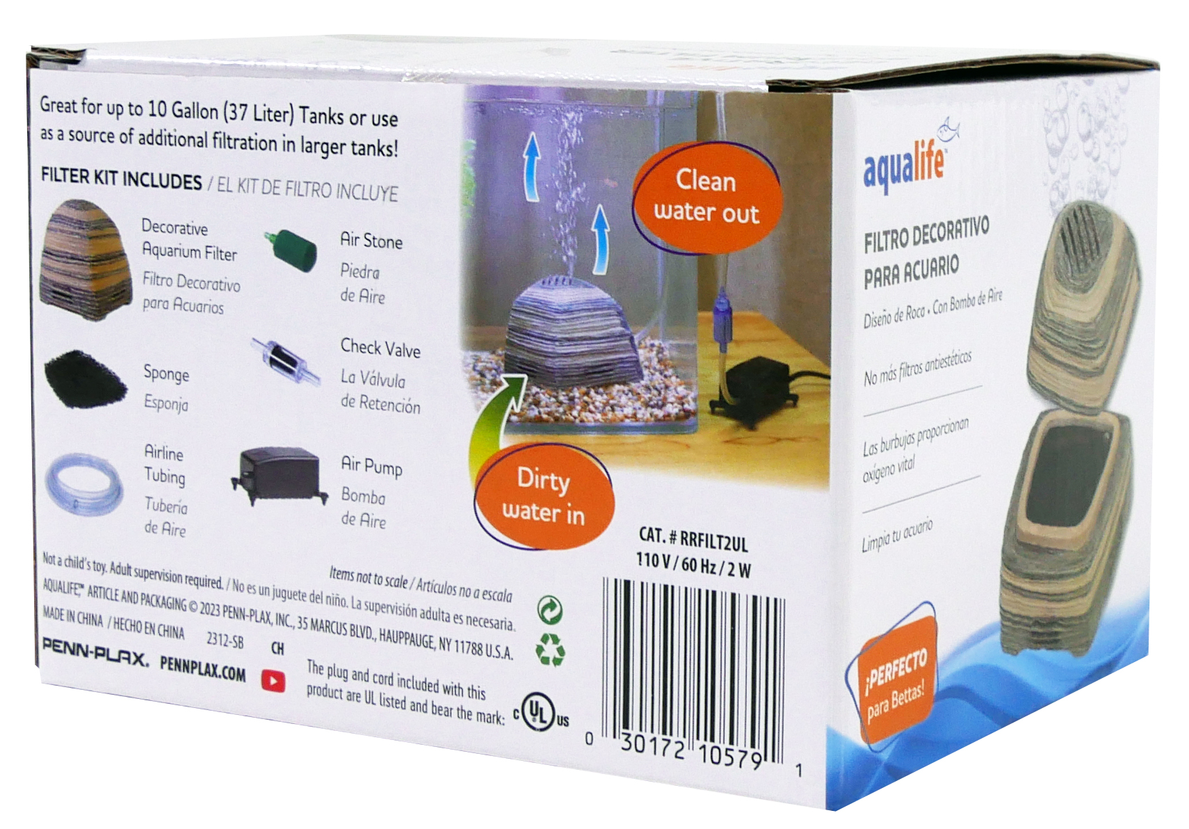 Penn-Plax eOrder | shorefins™ Decorative Aquarium Filter with Air Pump