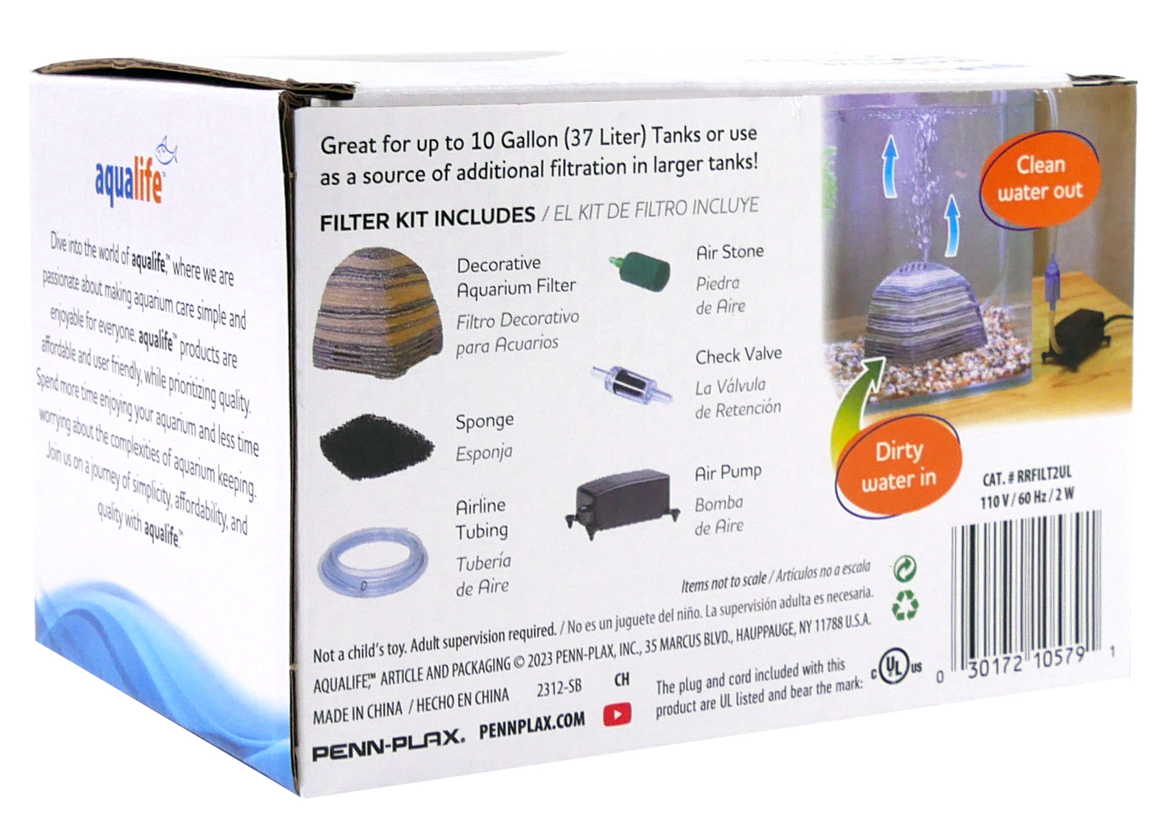 Penn-Plax eOrder | shorefins™ Decorative Aquarium Filter with Air Pump